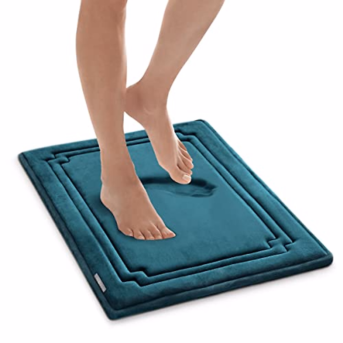 MICRODRY - Luxurious Racetrack Twist Memory Foam Bath Mat, Charcoal-Infused Absorbent Bath Mat with Skid-Resistant Base, Memory Foam Rug for Bathrooms, Kitchens & More, 17 x 24 inches, Teal