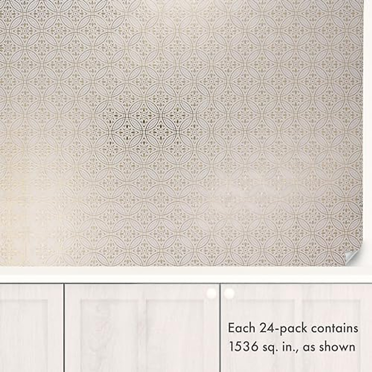 24-Pack of 8 x 8" Paper Wall Tiles Peel and Stick Kitchen Backsplash. Renter Friendly Paper Backsplash in Metallic Gold Pastel Painted Design. Self Stick Paper Wall Tiles for Your Home