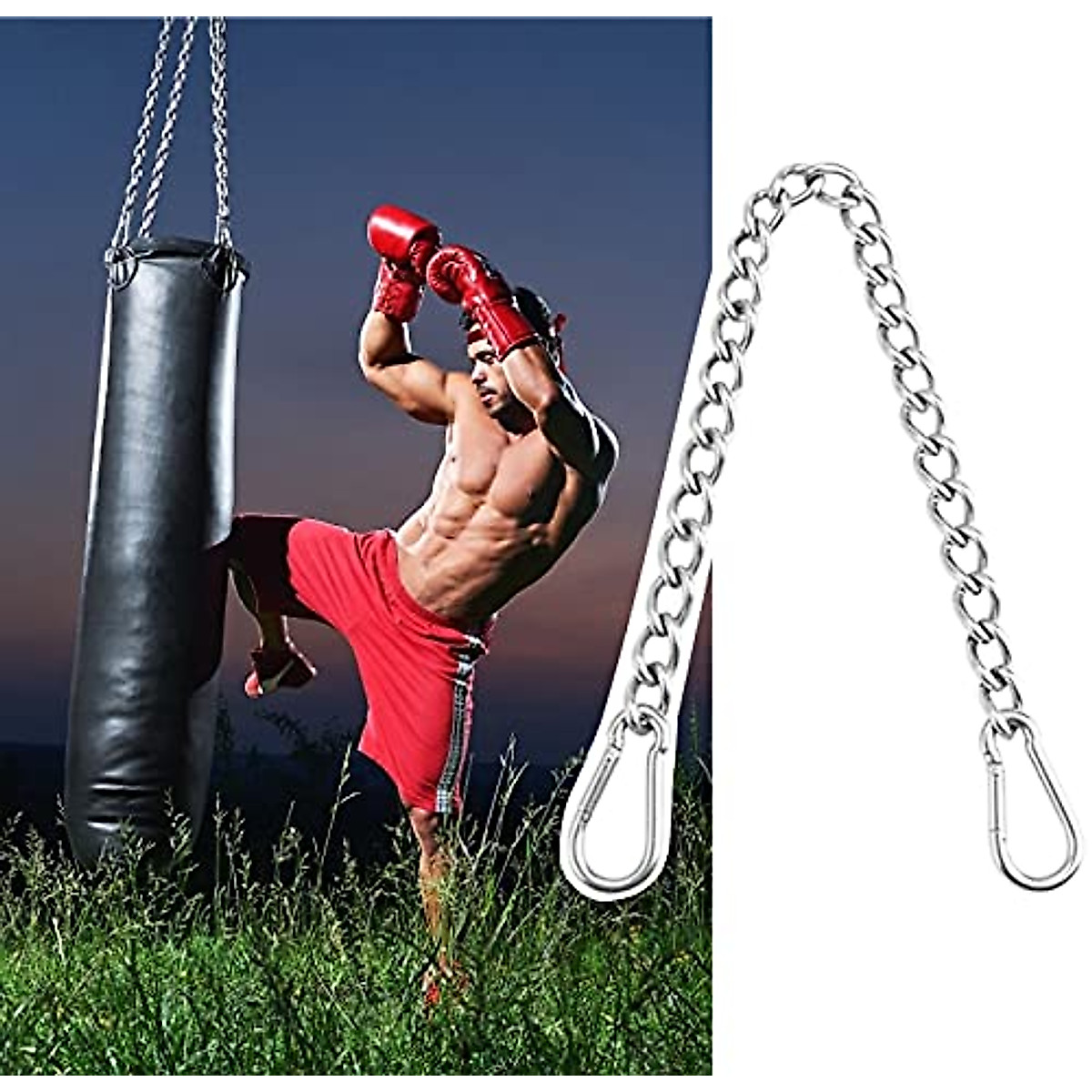 Hanging Chair Chain Kit, 2 Pack 660lb Capacity Hanging Hammock Chain with 4 Carabiners, 26in Heavy Duty Stainless Steel Hammock Hanging Kit for Swing Chairs, Hammocks, Punching Bags, Outdoor/Indoor