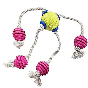 BOAVIDA Dog Chew Toy for Puppy Teething Balls Rope Dog Toys for Small Dogs Pink