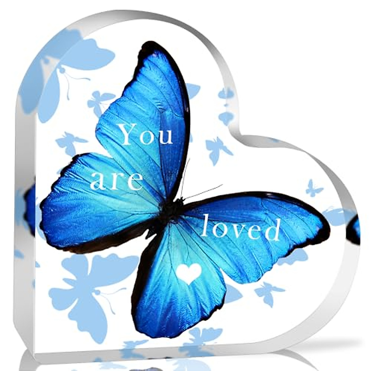 Butterfly Gifts for Women Butterflies Inspirational Desk Decor Acrylic Heart Shaped Keepsake Tables Centerpiece Appreciation Gift Best Birthday Christmas Gifts Idea Thank You Gift You Are Loved Gifts