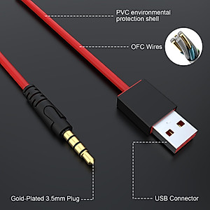 Alitutumao USB 3.5mm Cable Wire Solo Wireless Headphones Wireless Charger Cord Compatible with Beats by Dr Dre Solo Studio Wireless Headphones (Red)