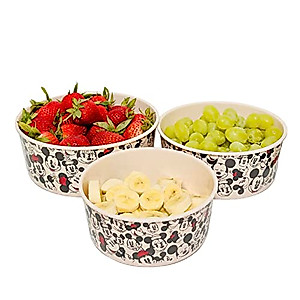 Disney Mickey Bamboo Storage Container Set of 3 Mickey Mouse Minnie Mouse