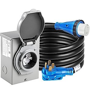 Gloppers 50 Amp Generator Cord and Power Inlet Box, 50 Amp Generator Cords 30 Foot,125V/250V Generator Power Cord NEMA14-50P/SS2-50R Twist Lock Connector