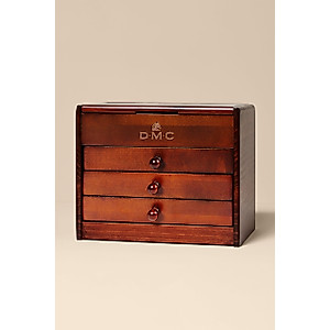 DMC Petite Decorative Wooden Chest With 120 Skeins of Embroidery Thread Essentials Assortment Pack