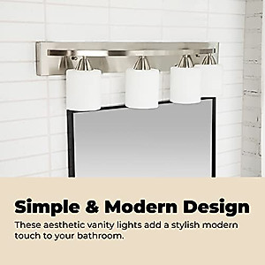 Dorence Vanity Bath Light Bar Interior Lighting Fixtures Over Mirror Modern Glass Shade, Hollywood Style Wall Sconce for Makeup Dressing Table (Brushed Nickel, 4 - Lights)