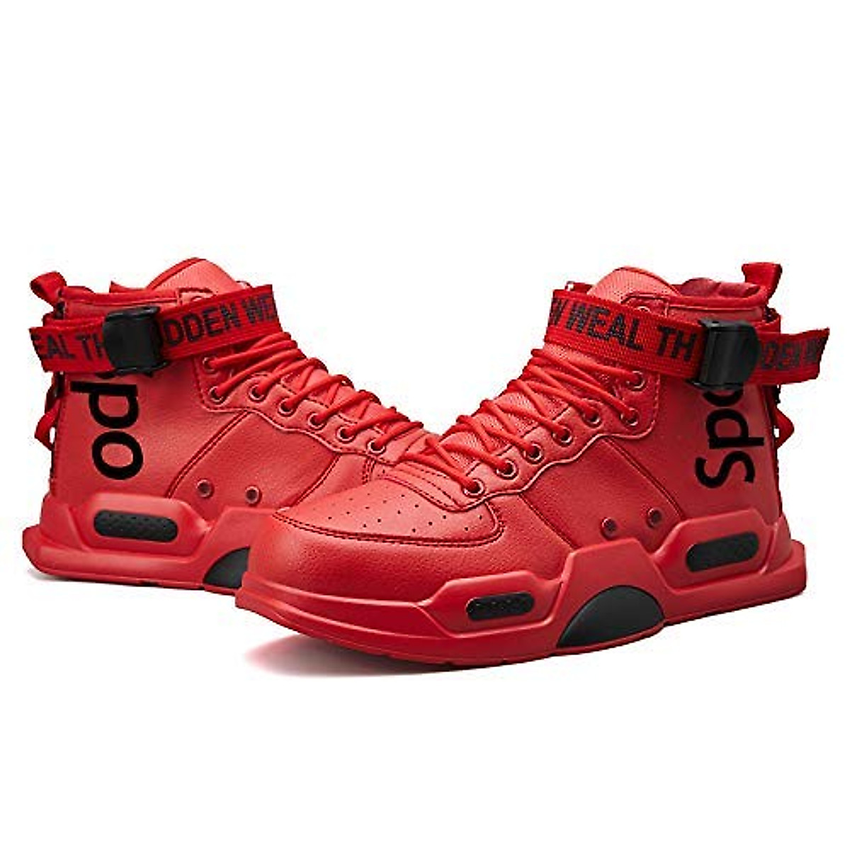 Ahico Mens Fashion Sneakers High Top Walking Shoes Sport Athletic Casual Shoe Vogue Stylish Men Red