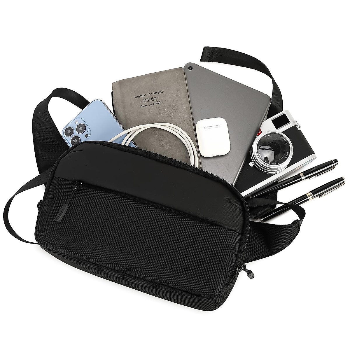 Harlang Camera Sling Bag Small DSLR Sling Pack Photography Shoulder Backpack for DJI Drone SLR Mirrorless Cameras Crossbody Handbag Bag Black