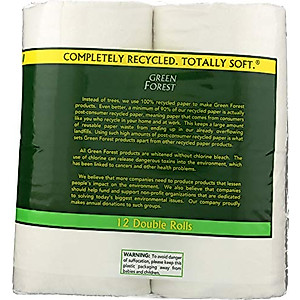 Green Forest Premium 100% Recycled Bathroom Tissue, 352 Sheets, 12 Rolls (Pack of 1)