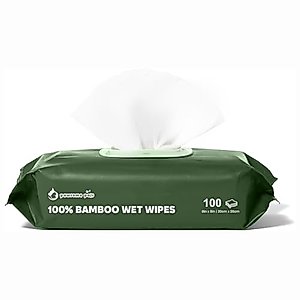 Bamboo Grooming Wet Wipes for Dogs and Puppies, Cleaning & Deodorizing Dog Wipes, Hypoallergenic Pet Wipes for Sensitive Skin, with Organic Aloe Vera & Shea Butter, 100 Count, Puppy Essentials