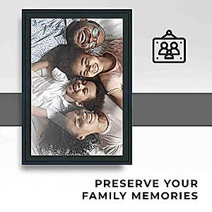 17x15 Frame Black Real Wood Picture Frame Width 1.25 Inches | Interior Frame Depth 0.5 Inches | Gessato Blue Modern Photo Frame Complete with UV Acrylic, Foam Board Backing & Hanging Hardware