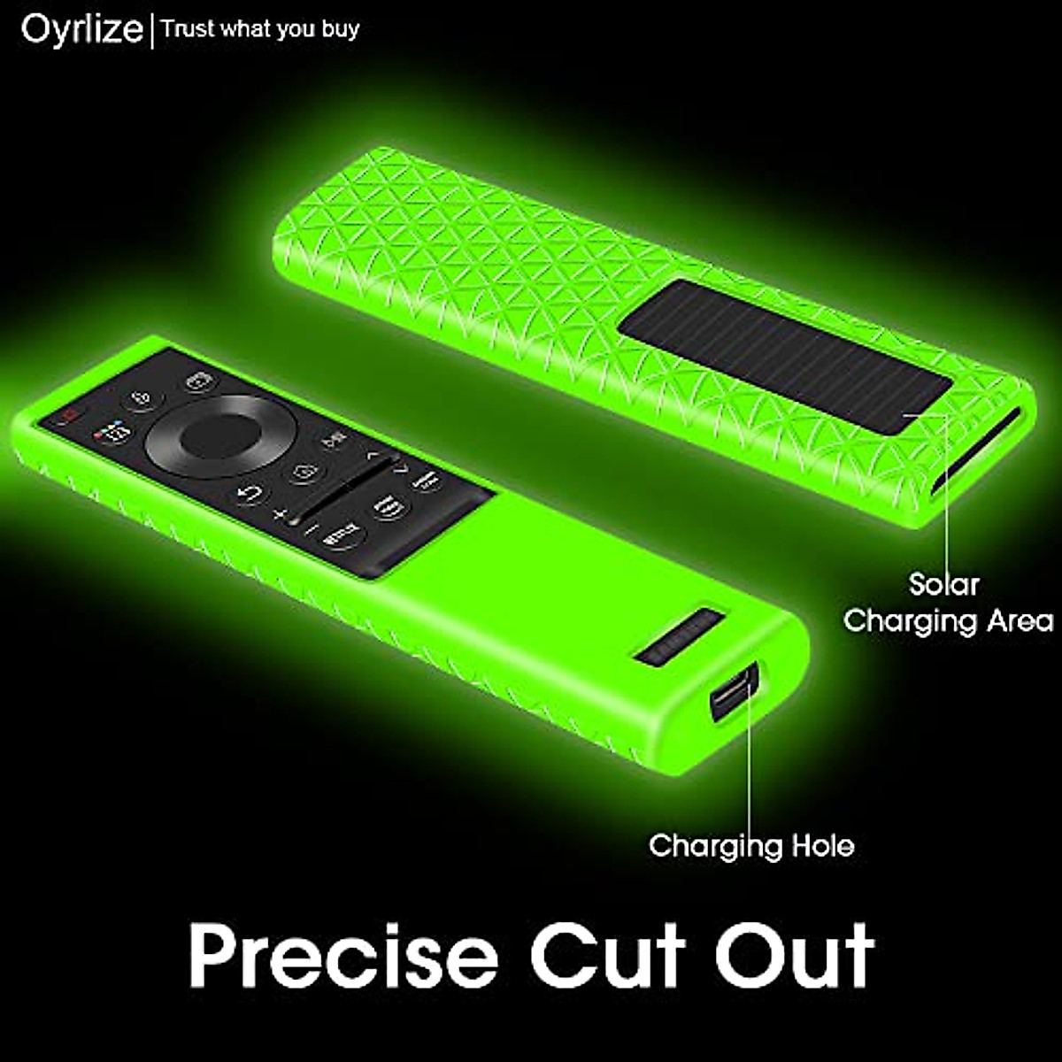 [2Pack] Silicone Protective Case for Samsung Smart TV Solar Cell Remote Control 2021,for Samsung BN59-01357 BN59-01363 Remote Replacement Shockproof Battery Back Covers Skin Holder-Glowblue Glowgreen