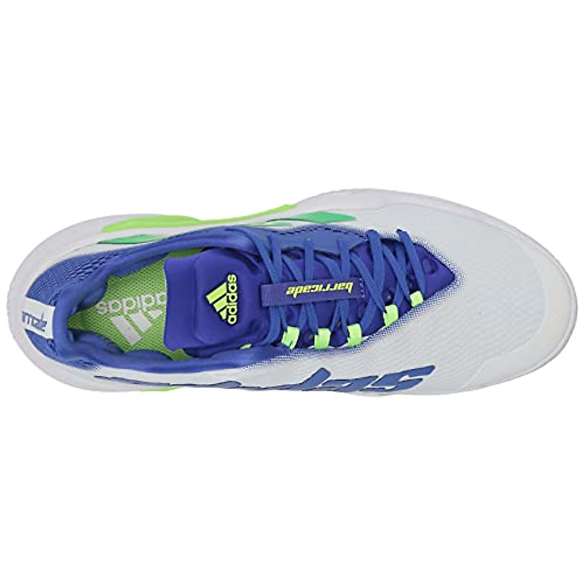 adidas Men's Barricade 12 Racquetball Shoe, White/Screaming Green/Sonic Ink, 11