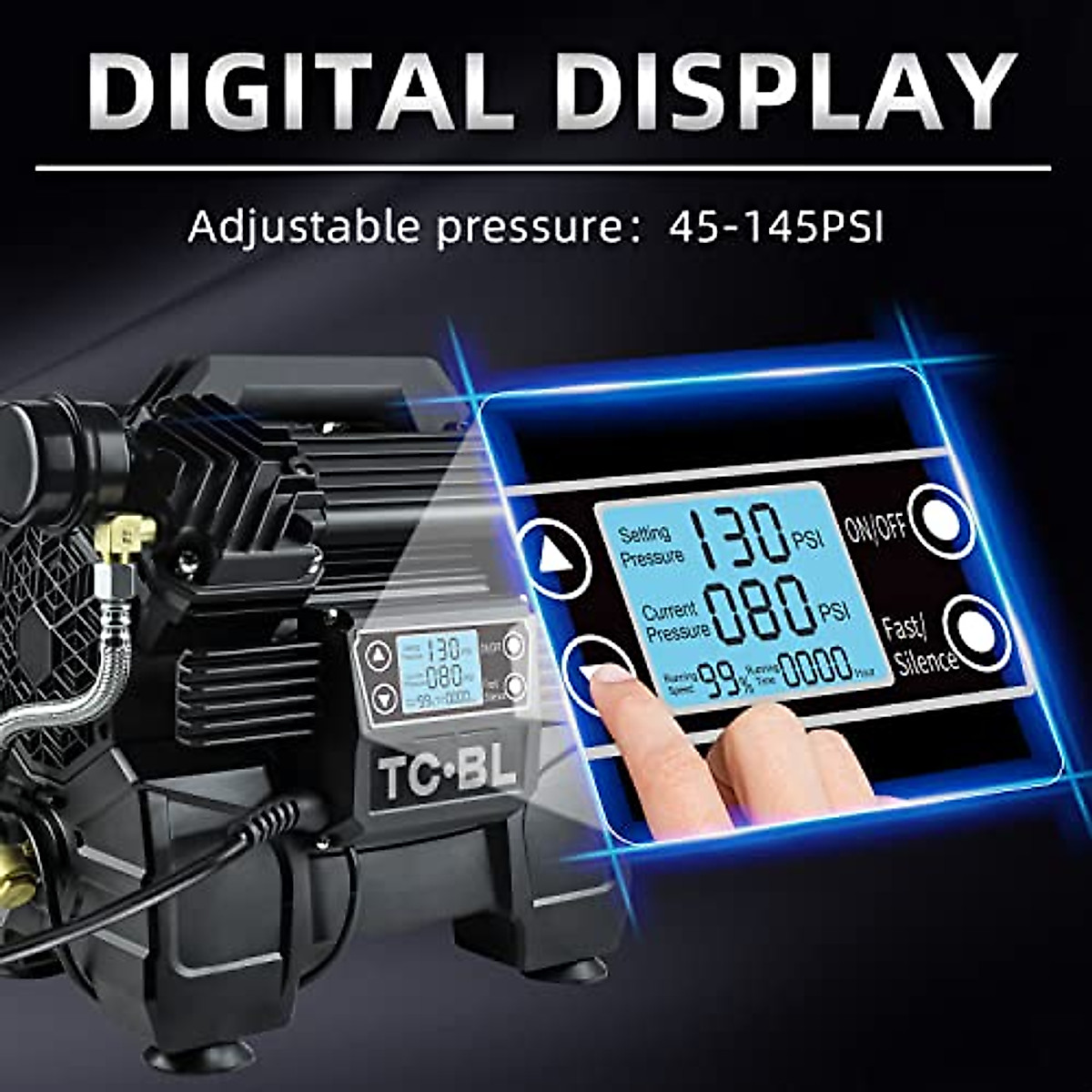 TC·BL Heavy Duty Air Compressor 145PSI 2HP Tankless and Oil Free Air Pump