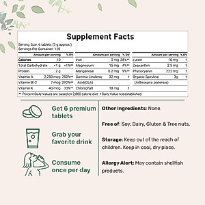 Micro Ingredients Organic Spirulina Supplement, 3000MG Per Serving, 720 Tablets (4 Month Supply), No Filler & Non-GMO, Rich in Vegan Protein, Vitamins & Prebiotics, Premium Spirulina Pills