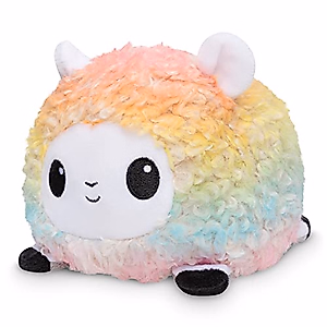 TeeTurtle - The Original Reversible Sheep Plushie - Pride - Gray + White Rainbow - Cute Sensory Fidget Stuffed Animals That Show Your Mood!