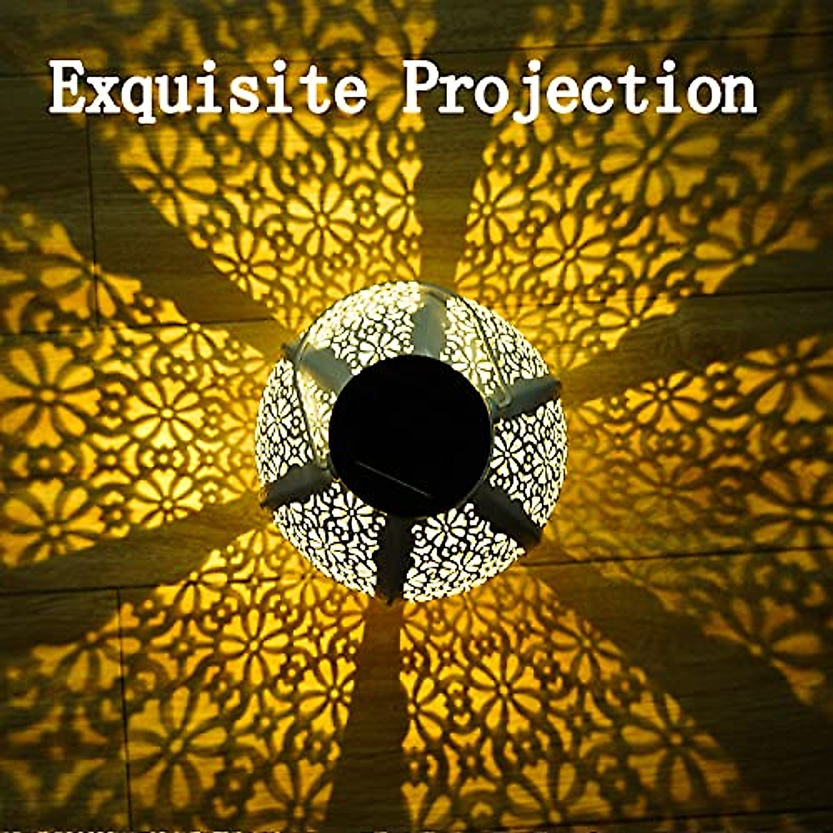 DUSVALLY Solar Lantern Hanging Waterproof Solar Lights for Patio, Backyard & Tree, 2 Pack Garden Decoration Lantern Light with Hollow-Out Retro Design, 7"H, White