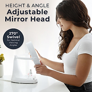 Zadro 11" W Max Bright Fluorescent Lighted Makeup Mirror with Magnification 10X/1X Swivel Head Tray Makeup Light Mirror, White