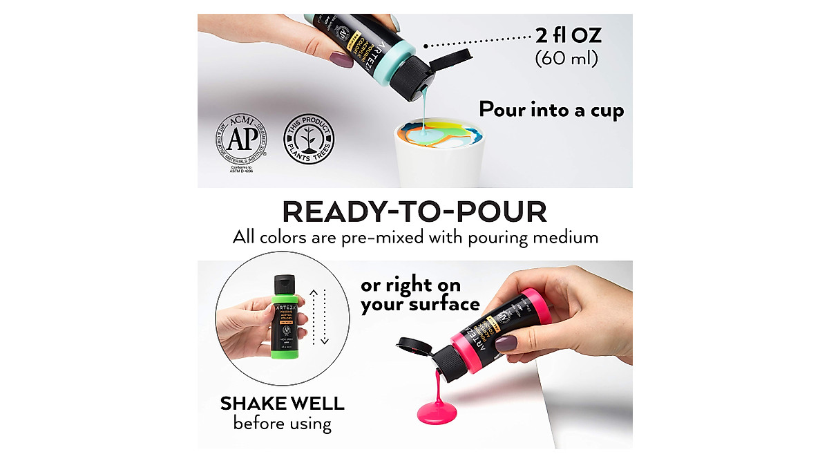 ARTEZA Acrylic Pouring Paint Set - 32 Vibrant Colors