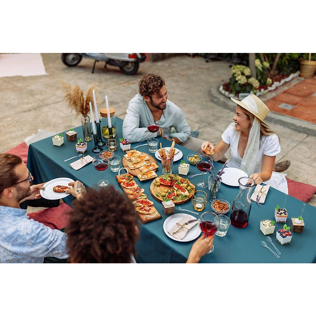 Exquisite Mini Dessert Cups with Spoons 400 Pcs - 3.6 Oz Square Dessert Cups With Tasting Spoons 200 Sets | Mini Parfait Cups | Appetizer Cups For Party | Plastic Dessert Cups