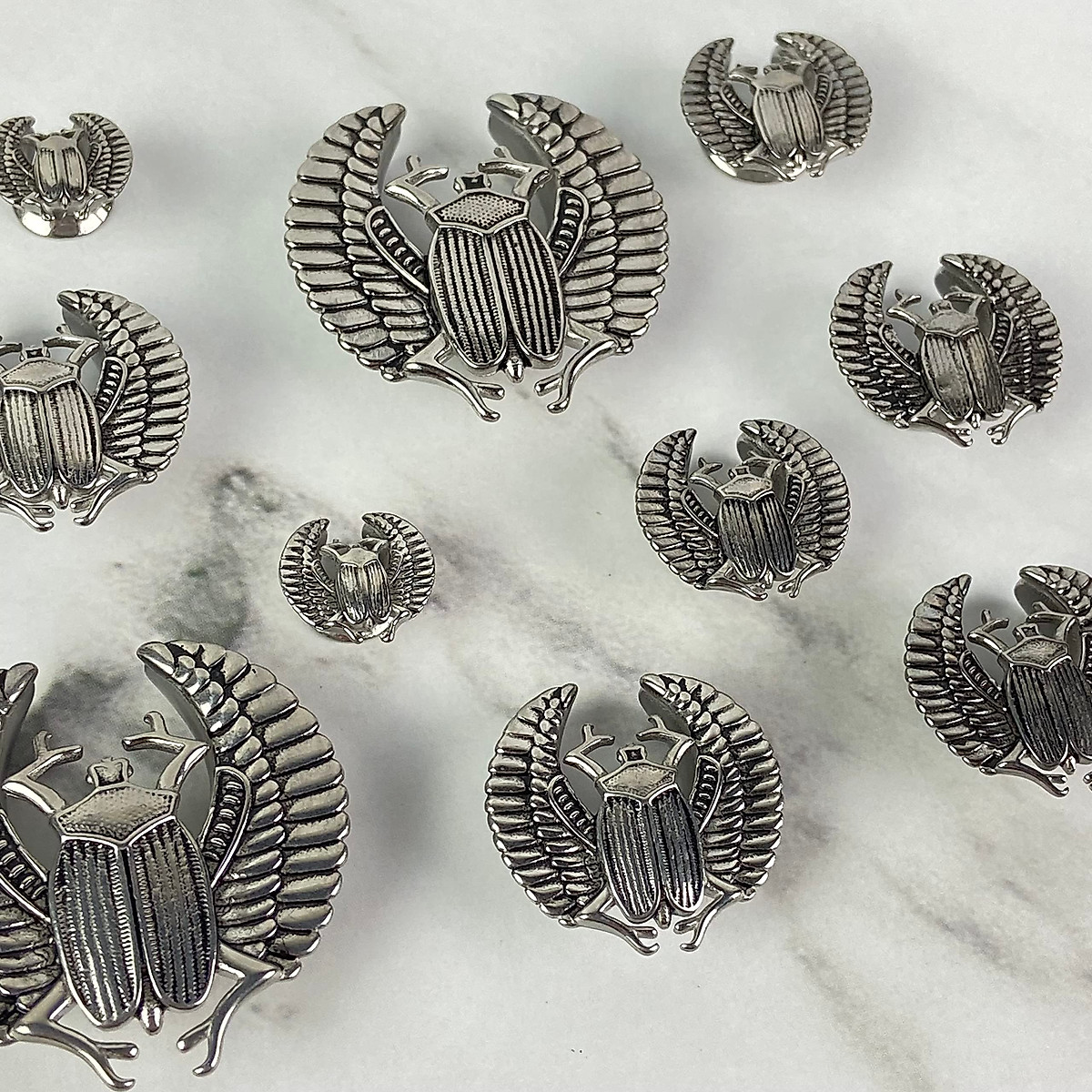 Mystic Metals Body Jewelry Pair of 316L Stainless Steel Scarab Beetle Saddle Spreaders (PS-302) (0g (8mm), Black)