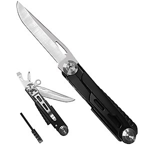 Multi Tool Pocket Knife for Men, Tactical Folding Knife, Survival Camping Knife with Fire Starter,Whistle,Screwdriver,Bottle Opener, Gifts for Men, Outdoor, Camping,Survival,Emergency,Fishing,Hiking