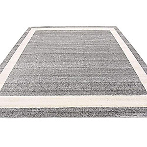 Unique Loom Del Mar Collection Area Rug-Transitional Inspired with Modern Contemporary Design, Square 8' 0" x 8' 0", Gray/Ivory