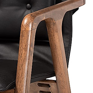 Baxton Studio Marcena Dining Chair Set Black Imitation Leather Upholstered and Walnut Brown Finished Wood 2-Piece Dining Chair Set