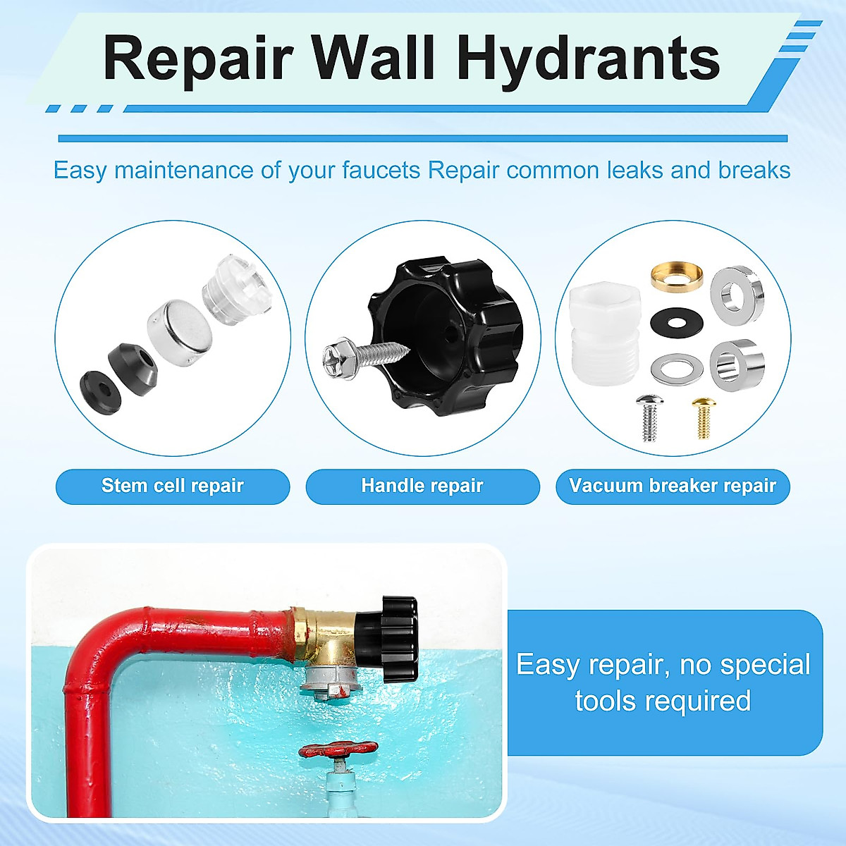 630-8500 Complete Wall Hydrant Repair Kit, Outside Outdoor Faucet Replacement Parts Compatible with Prier 500 400 300 Series & Diamond 300/400 Series Wall Hydrants