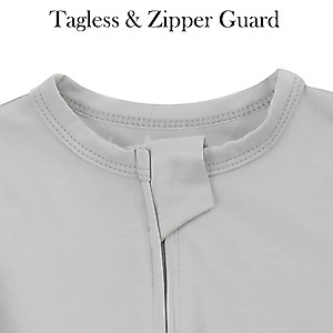 Aablexema Baby Footie Pajamas Zipper - Rayon from Bamboo Infant Footed Pjs with Mittens Sleepwear Jammies(Light Grey & Black Grey,0-3m)