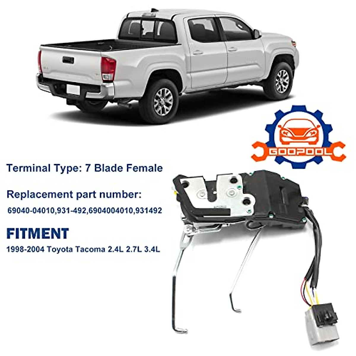 Door Lock Latch Actuator Assembly Compatible with 1998-2004 Tacoma Driver Side Front Left Replace 6904004010,931-492