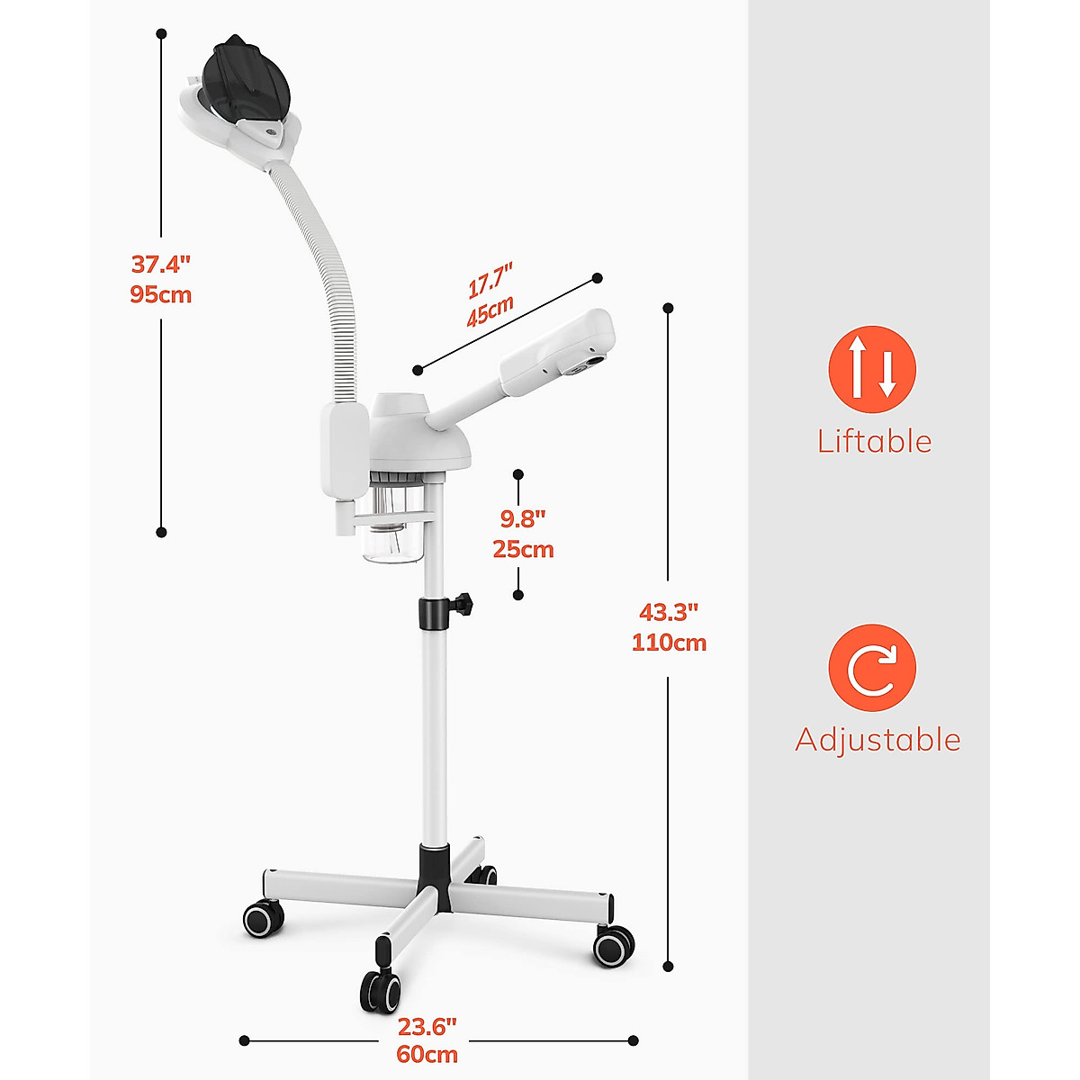 TASALON Professional Facial Steamer, 2 in 1 Facial Steamer with 5X Magnifying Foldable Arm, Ozone Face Steamer for Facial, Mist Face Steamer Salon Spa Beauty Skin Care Equipment, Steamer for Face Spa