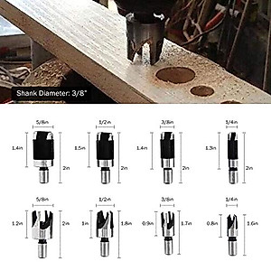 WICHEMI 26-Pack Woodworking Chamfer Drilling Tools - 6 Countersink Drill Bits, 7 Three Pointed Countersink Drill Bit with L-Wrench, 8 Wood Plug Cutter, 3 Step Drill Bit, and Automatic Center Punch