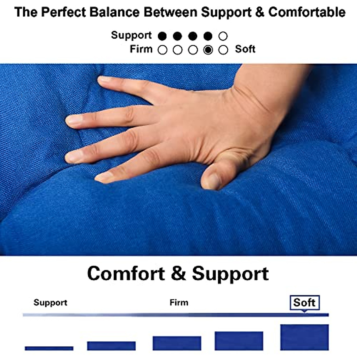 idee-home Outdoor Chair Cushions Set of 2, Tufted Memory Foam Outdoor Cushions for Patio Furniture 19" x 19", Replacement Seat Wicker Chair Cushions 4" Thick, Waterproof Chair Pad for Sofa Couch