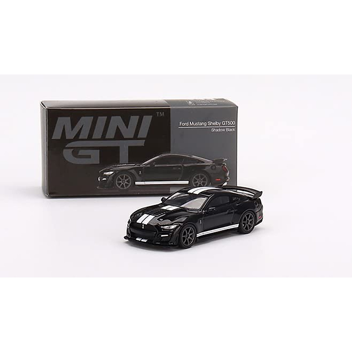 Truescale Miniatures Model Car Compatible with Ford Mustang Shelby GT500 Shadow Black Limited Edition 1/64 Diecast Model Car MGT00334