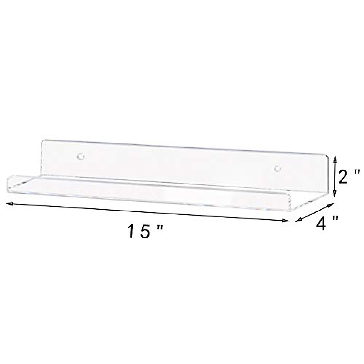 Weiai Clear Acrylic Shelf 15" Invisible Floating Wall Ledge Bookshelf, Kids Book Display Shelves Wall Mounted (15 Inch 3Pack)