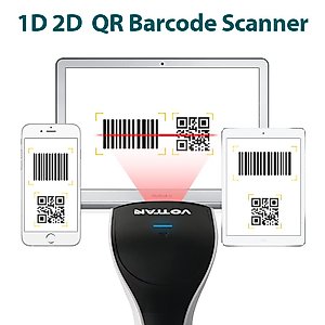 VOTTAN Wireless Bluetooth QR Code Barcode Scanner, CMOS Image Sensor Automatic Scanning Scanner 3-in-1 Connection Handheld USB Bar Code Scanner 1D 2D PDF417 Data Matrix(1D&2D)
