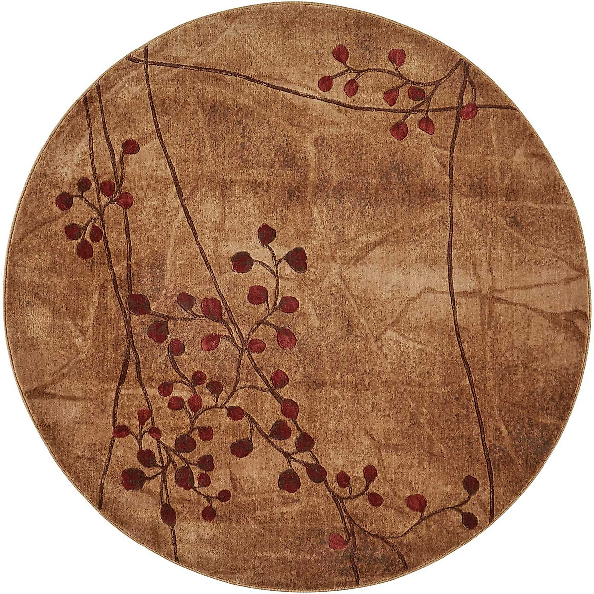 Nourison Somerset Rustic Latte 5'6" x ROUND Area-Rug, Easy-Cleaning, Non Shedding, Bed Room, Living Room, Dining Room, Kitchen (6 Round)