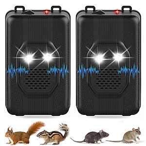 Rodent Deterrent for Cars,2 Pack Car Rodent Repellent Under Hood with Ultrasonic and Strobe Light to Keep Rodents Squirrels Out of Car,Battery Operated Rodent Repellent for Car Engines RV Garage