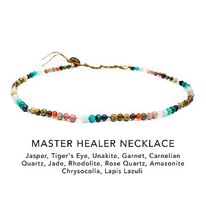 Lotus and Luna 4MM Energy Chakra Healing Necklace with Real Stones (Master Healer)