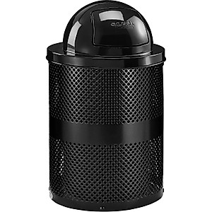 Global Industrial 36 Gallon Thermoplastic Coated Perforated Receptacle w/Dome Lid, Black
