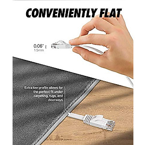 Ultra Clarity Cables Cat 6 Ethernet Cable, Flat 50 Feet LAN, UTP Cat 6, RJ45, Network Cord, Patch, Internet Cable - 50 ft - White