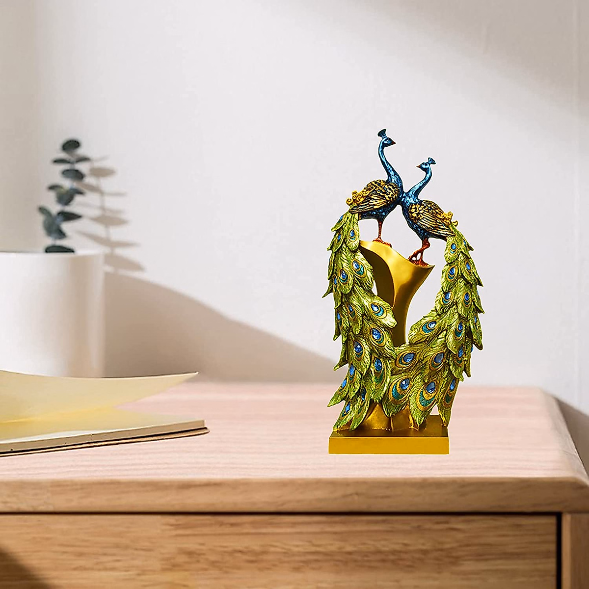 Peacock Figurine Desktop Statue Modern Peacock Ornament Desk Table Statue for Home Bedroom Living Room Garden Office - Style 01