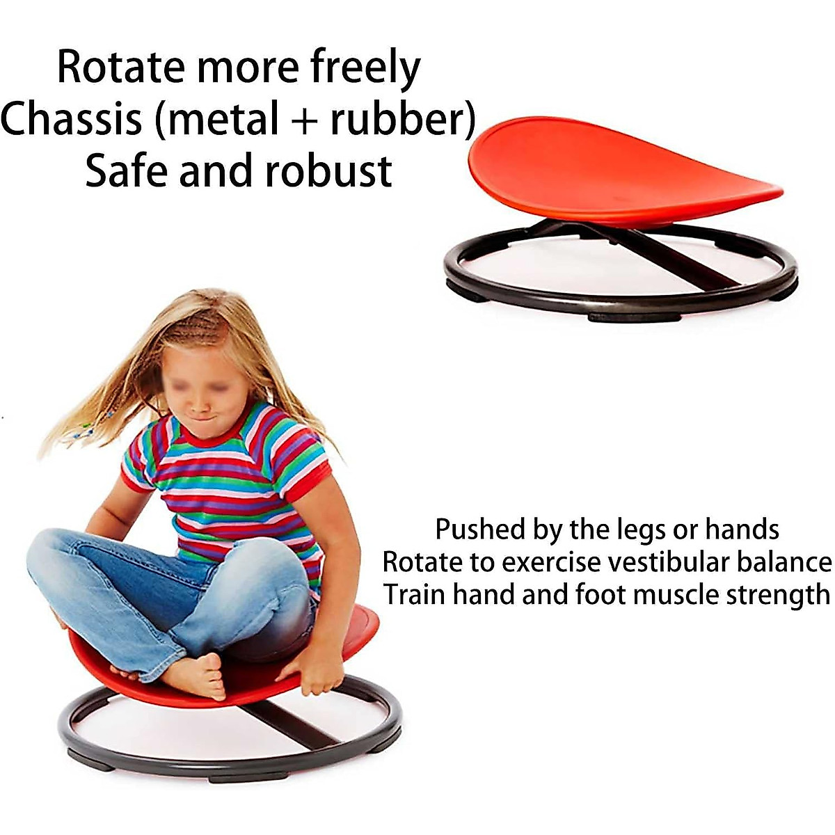 Generic Kids Sensory Swivel Chair, Autism Sensory Spinning Chair for Big Kids Sensory, Sensory Toy Chair, Training Body Coordination Wobble Chair for Kids Sit and Spin Relief of Motion Sickness (red)