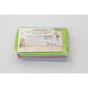 LTWHOME 18" Multi-Color Combination Microfiber Commercial Mop Refill Pads Fit for Wet or Dry Floor Cleaning (Pack of 6)