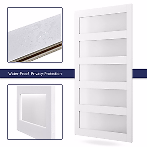 COSHOMER 42in x 84in 5-Panel Sliding Glass Barn Door Only, Easy Assembly, Waterproof, Frosted Glass - Fit Max Opening Size 40in x 82in and Min Track Length 7FT, White