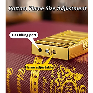 Lighters Soft Flame Lighter Traditional Flame Cigar Lighter with Adjustable Flame Dial Vertical Ignition Roller Good for Gift Outdoor Camping Hiking Fishing Grill Adventure Candle