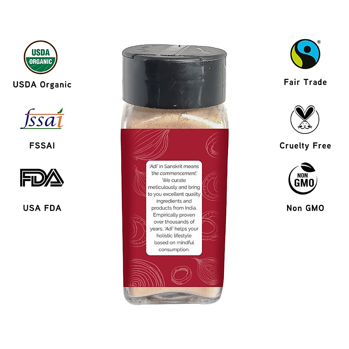 ADI USDA Certified Organic Onion Powder, For Seasoning & Cooking - 2.1 oz