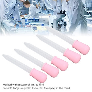 5pcs Pipettes, 5ml 120mm Length Silicone Eye Dropper, DIY Transfer Pipettes for Scientific Experiments, Paint and Glue, Food Decoration, Essential Oil, Arts and Crafts Projects(Pink)