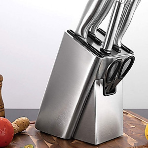 CUJUX Knife Holder Stainless Steel Modern Design with Scissors Groove Knife Holder Countertop Storage Kitchen Rack Household Storage Rack